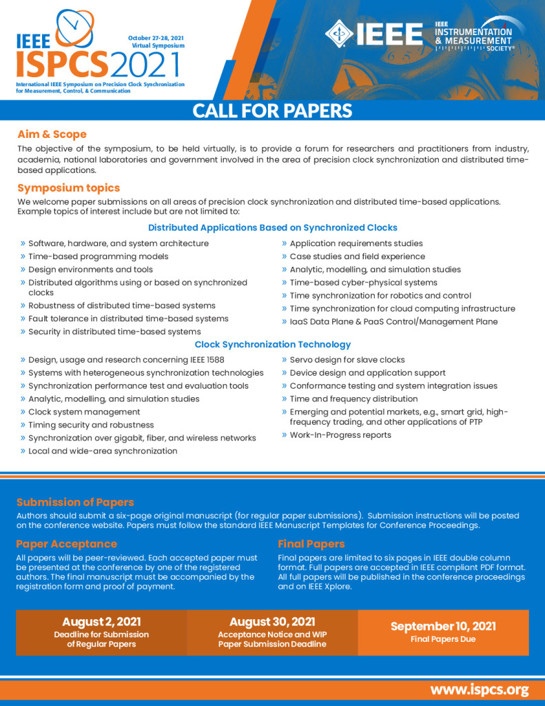 ISPCS 2021 – IEEE International Symposium on Precision Clock ...
